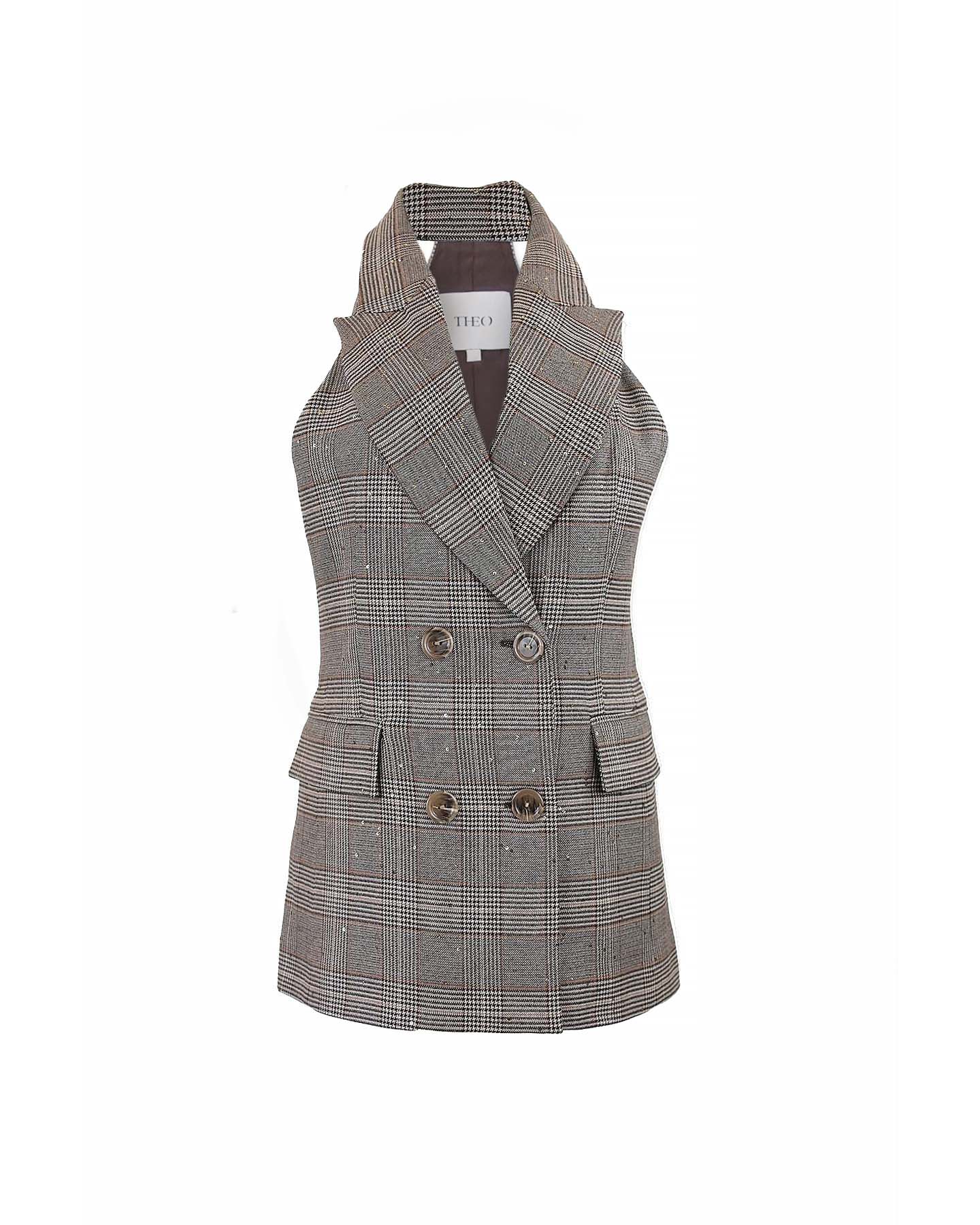 Eudora Halter Vest Ð Sequin Prince of Wales Plaid Top – THEO The Label